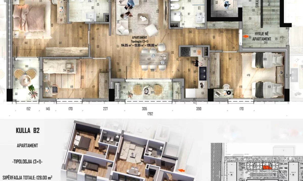 Apartment for sale in tirana 3+1, emty - Tirana